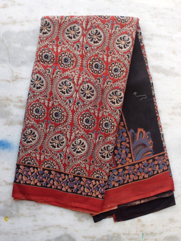 Bagru Block-Printed Red Cotton Sari – Shilphaat.com