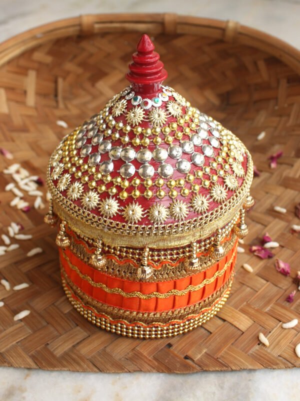 Orange Lacework Medium wooden Sindur Box – Shilphaat.com