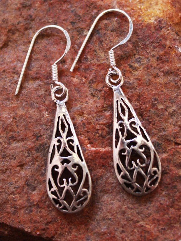 Handmade drop shape Silver Earrings – Shilphaat.com