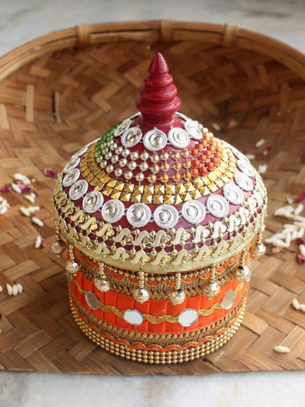 Orange Lacework Medium wooden Sindur Box – Shilphaat.com
