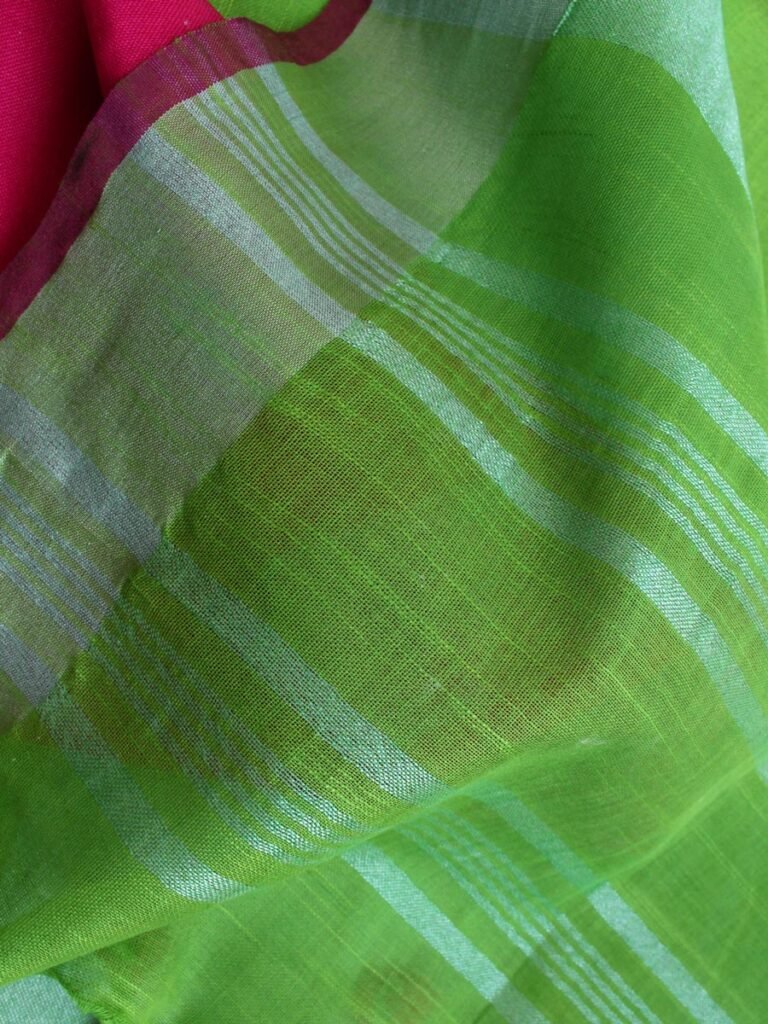 Dhani Green Linen cotton Saree – Shilphaat.com